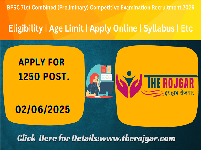 Bihar BPSC 71st Pre Examination 2025 Apply Online for 1250 Post.